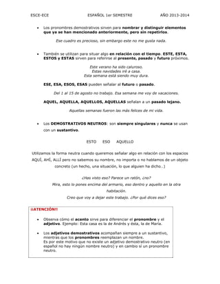 Los demostrativos | DOCX
