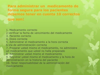 Los diez correctos en la administración de medicamentos | PPTX
