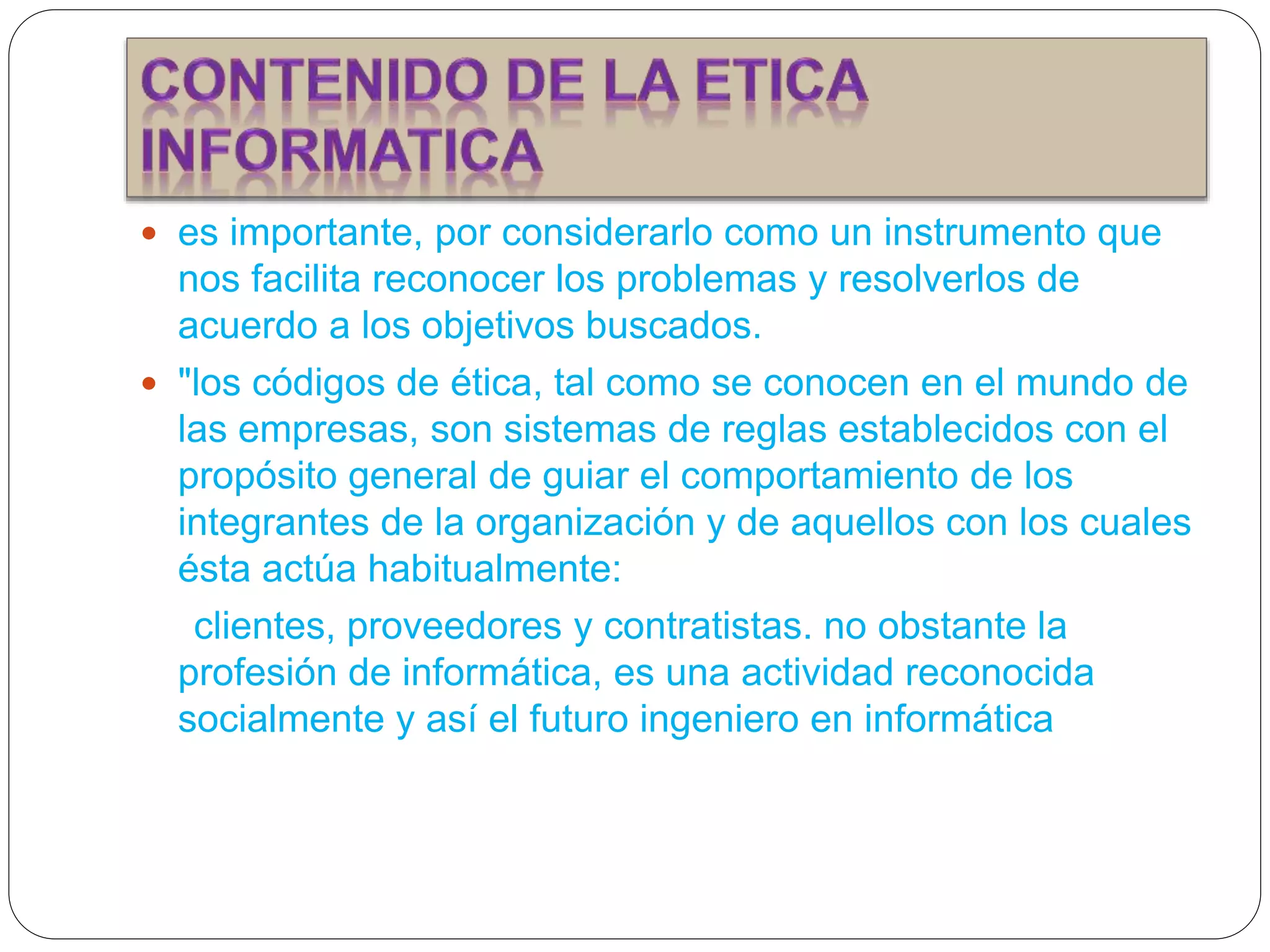 Los diez mandamientos de la ética informática 103 | PPTX