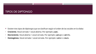 Los diptongos y triptongos y caracteristicas | PPTX
