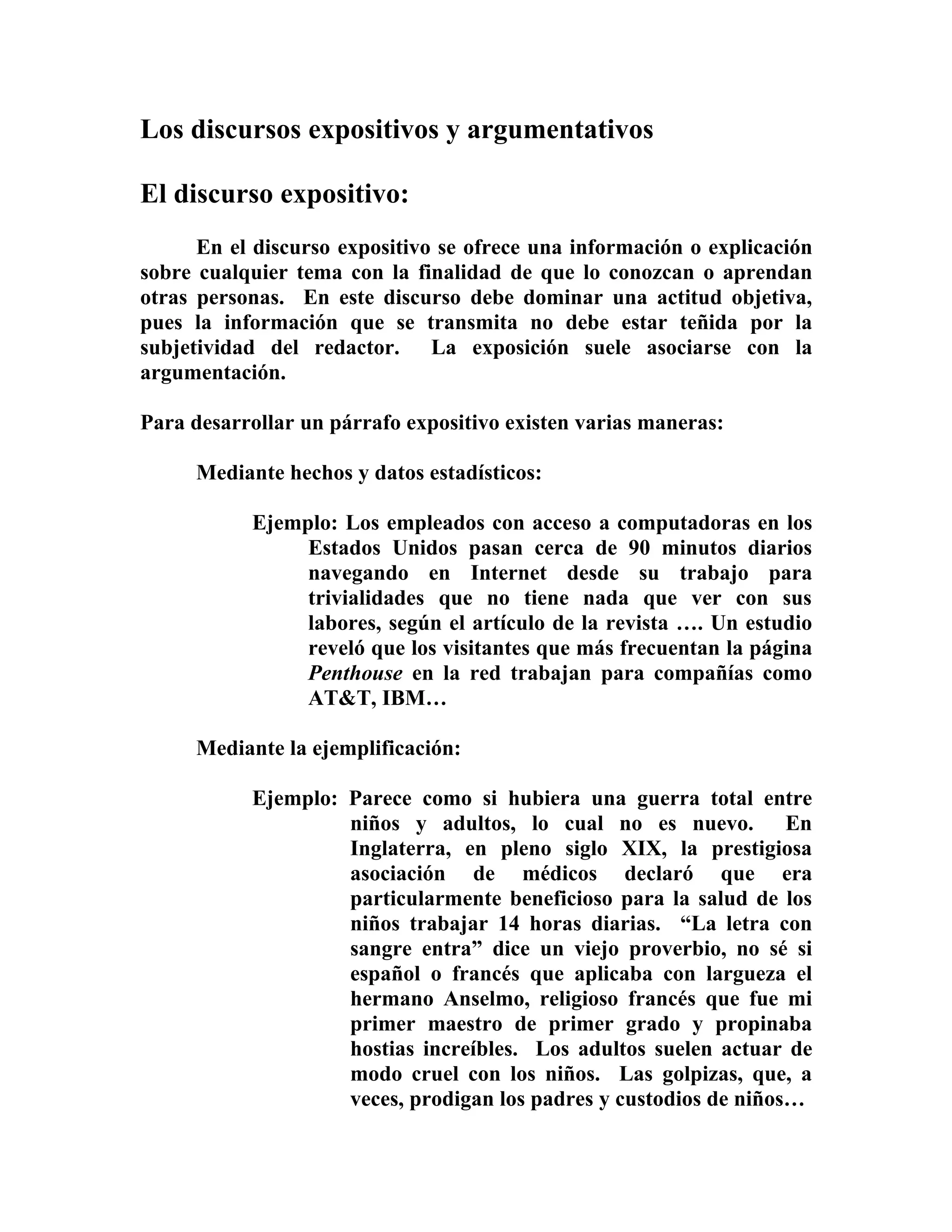 Los discursos expositivos y argumentativos | DOC