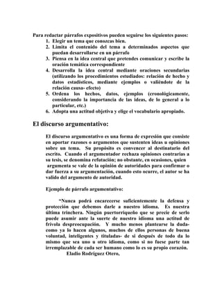 Los discursos expositivos y argumentativos | DOC