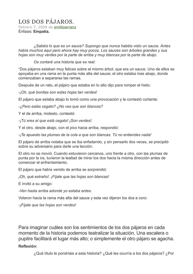 Los dos pájaros (empatia) | ODT