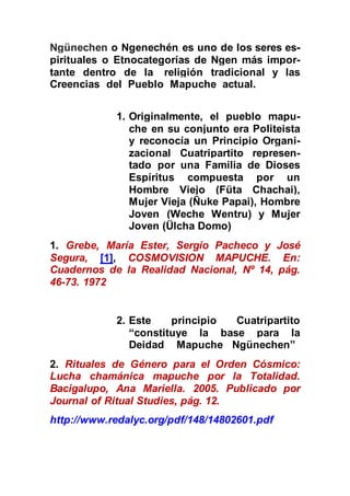 Los Espiritus de la Naturaleza en el Sistema de Creencias Mapuche | DOCX