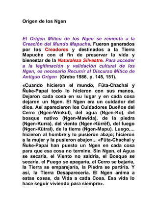 Los Espiritus de la Naturaleza en el Sistema de Creencias Mapuche | DOCX