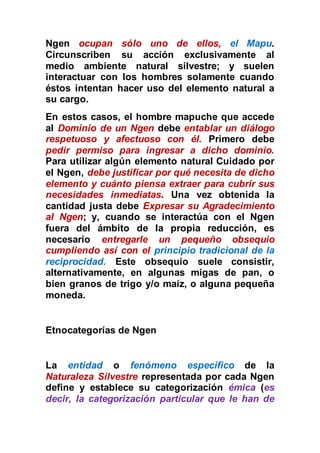 Los Espiritus de la Naturaleza en el Sistema de Creencias Mapuche | DOCX