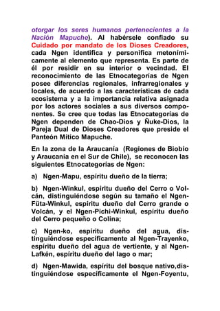 Los Espiritus de la Naturaleza en el Sistema de Creencias Mapuche | DOCX