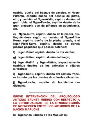 Los Espiritus de la Naturaleza en el Sistema de Creencias Mapuche | DOCX