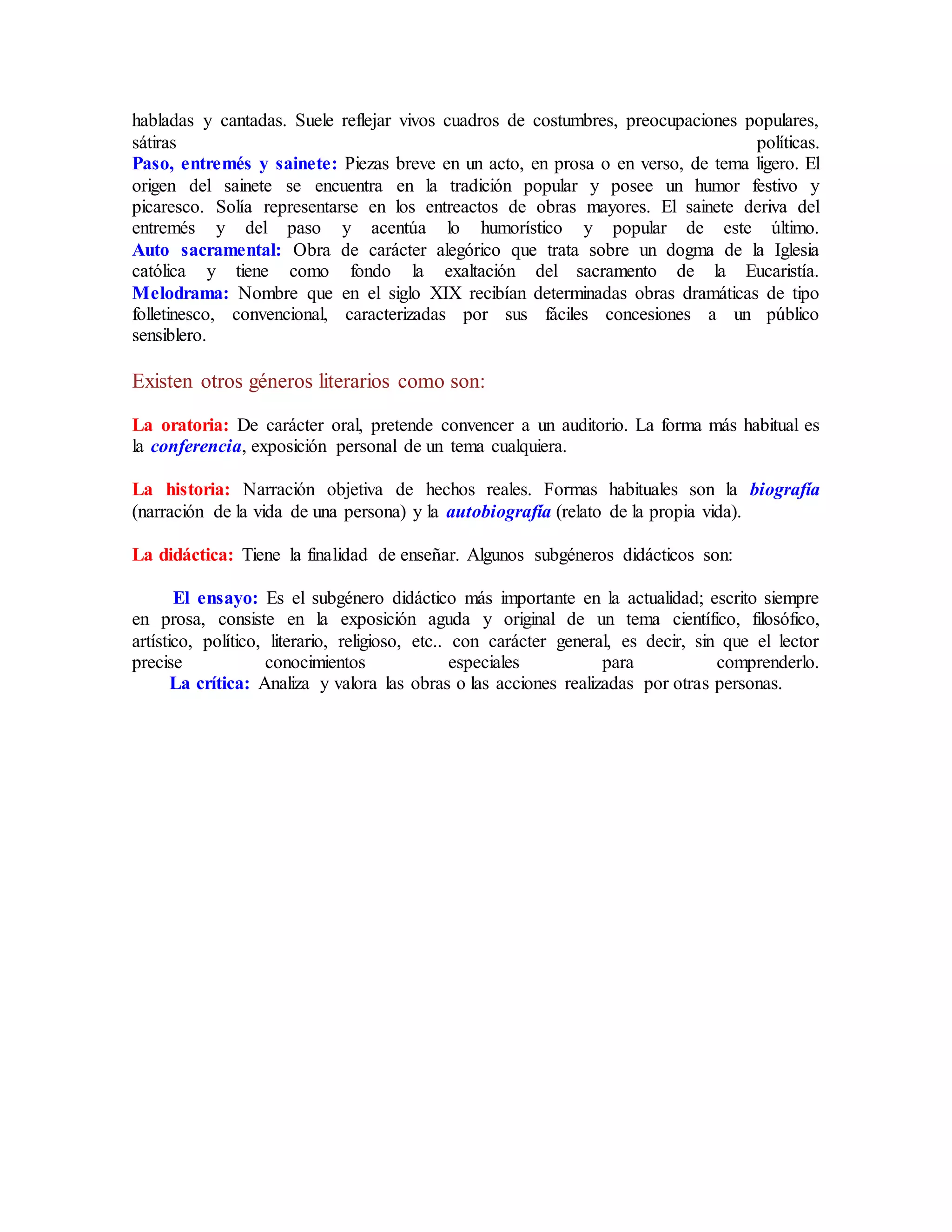 Los géneros literarios | PDF