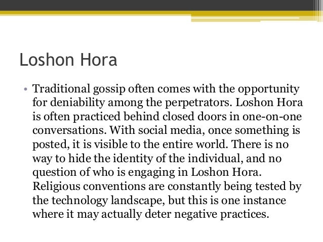 Loshon Hora and Social Media