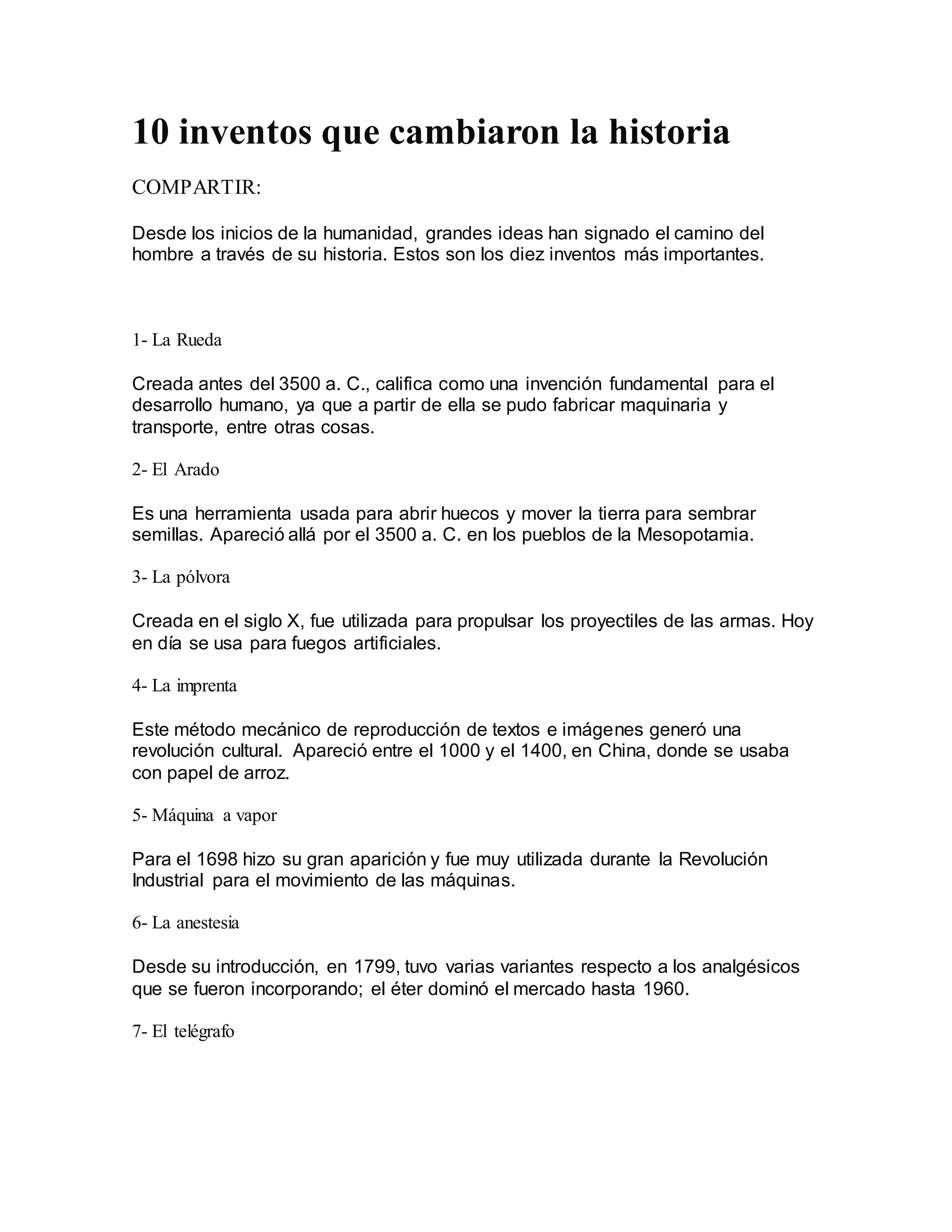 Diez Inventos Que Cambiaron La Historia – TRLP