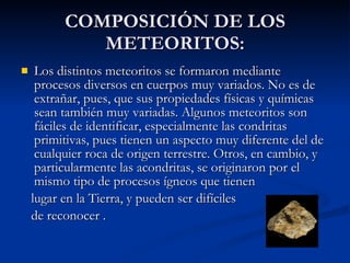 Los meteoritos | PPT