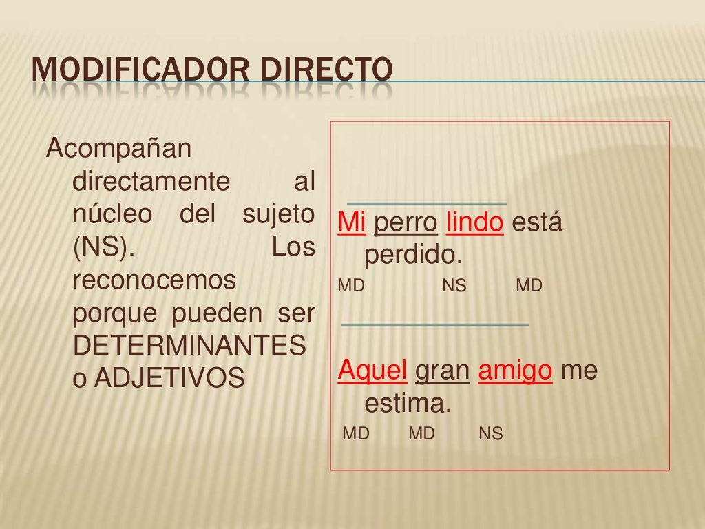 Los modificadores del sujeto