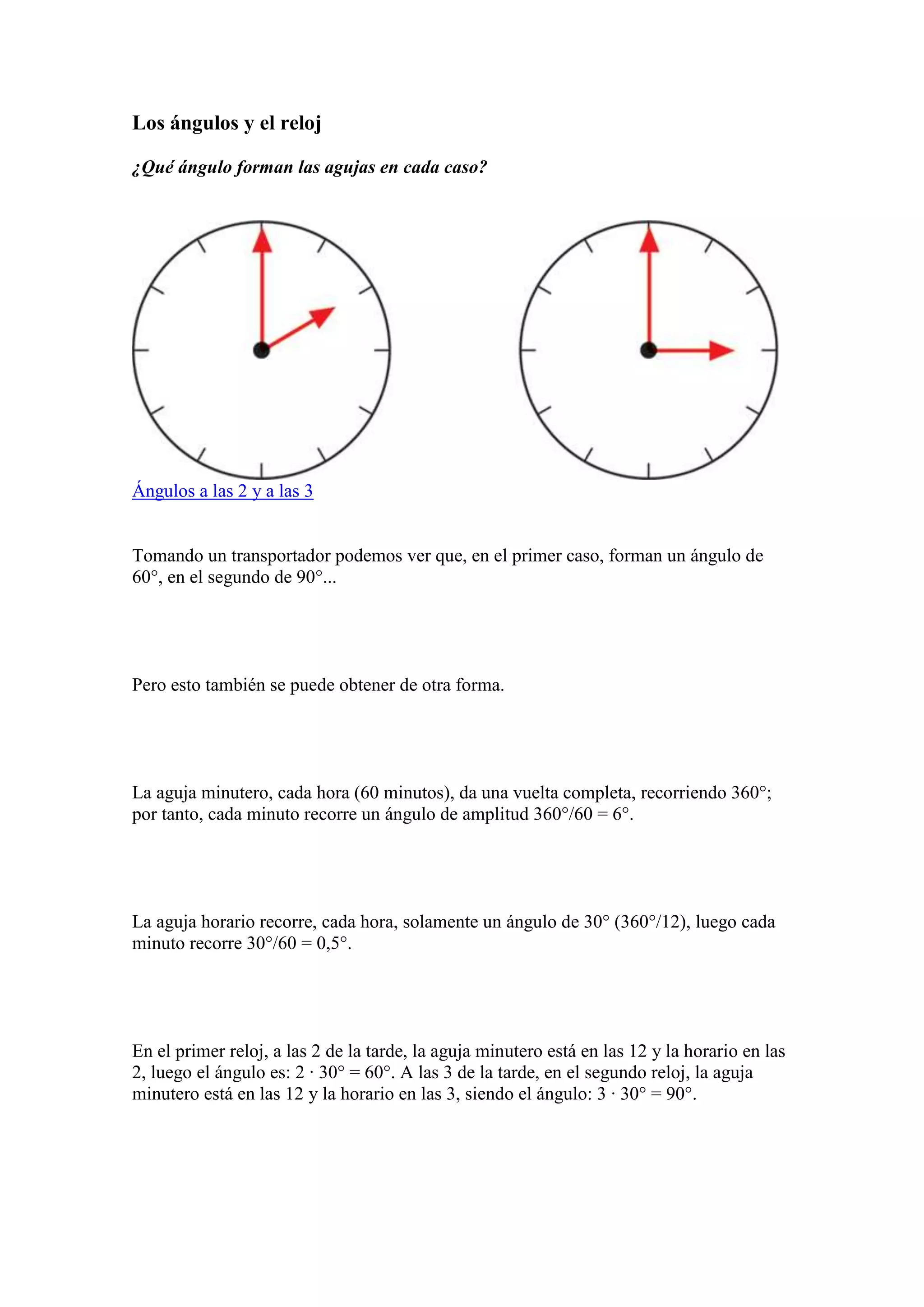Los ángulos y el reloj | DOCX