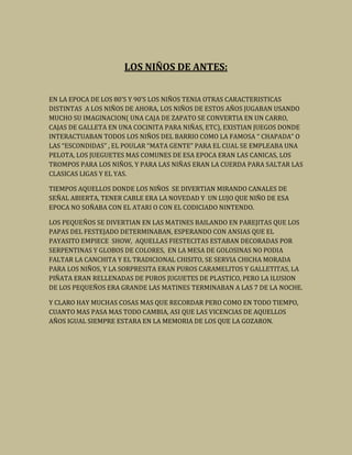 Los niños de antes y ahora | PDF