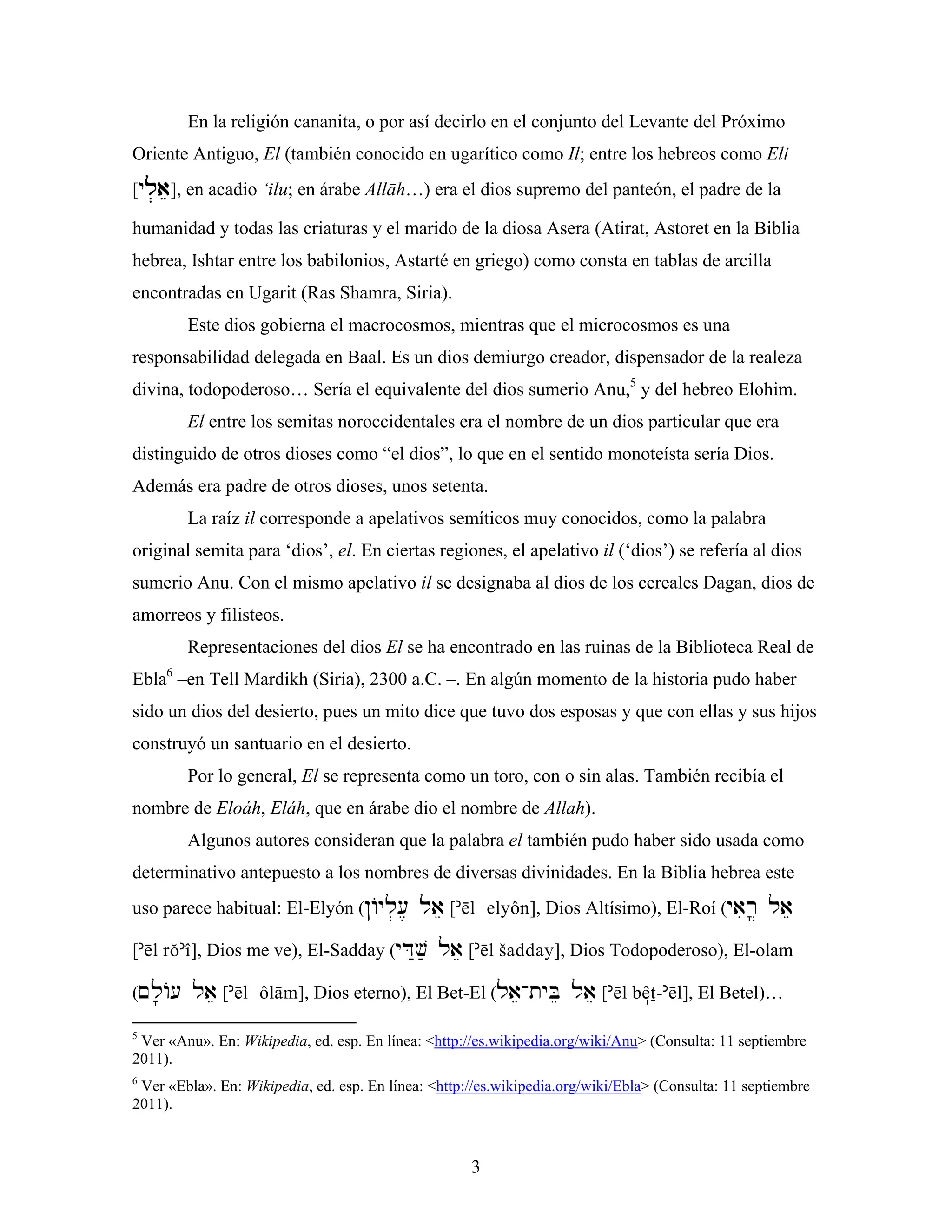 Los nombres de dios en la biblia hebrea (2) | PDF