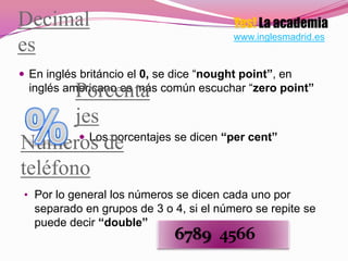 Los números en inglés | PPTX