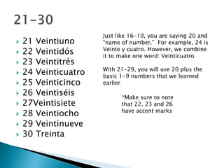 Los números en español | PPTX