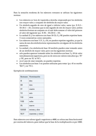 Los numeros romanos | DOCX