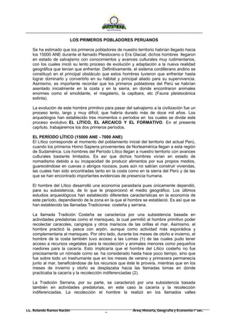 Los primeros pobladores peruanos; | DOC