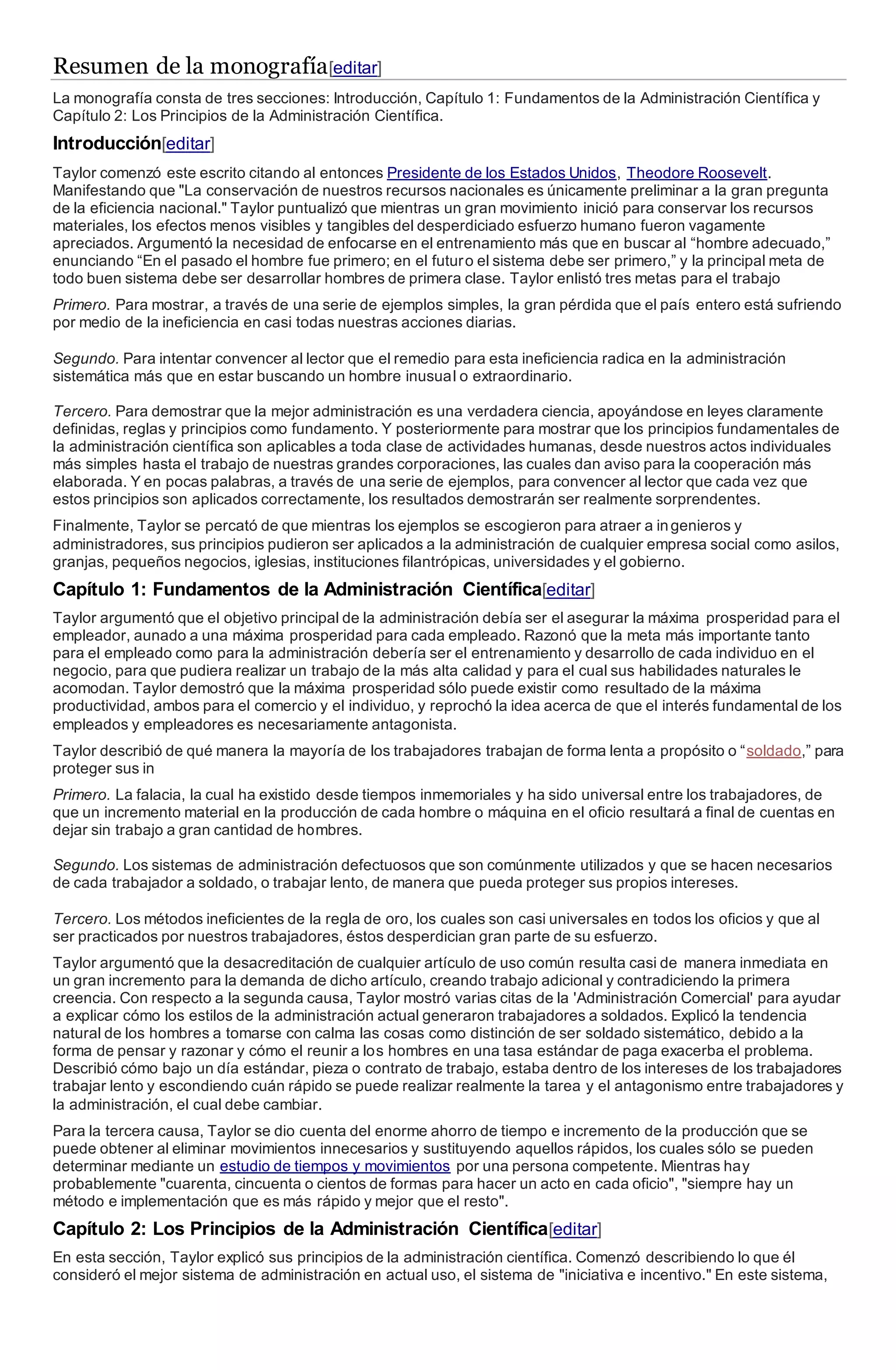 Los principios de la administración científica | DOCX