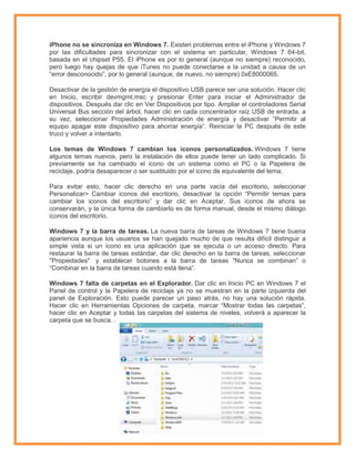 Los problemas más frecuentes de windows 7 y sus soluciones | DOCX