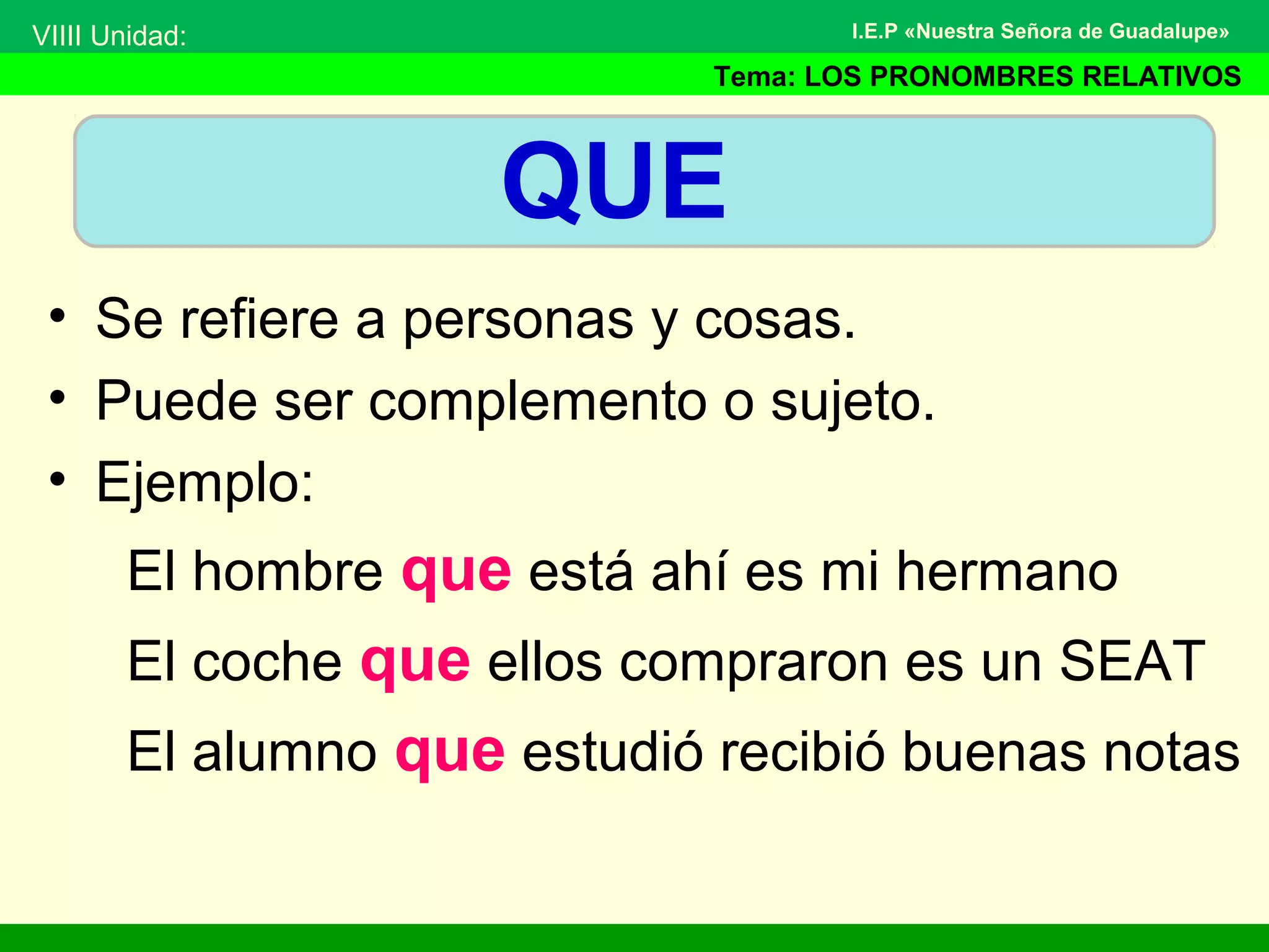 Los pronombre relativos | PPT
