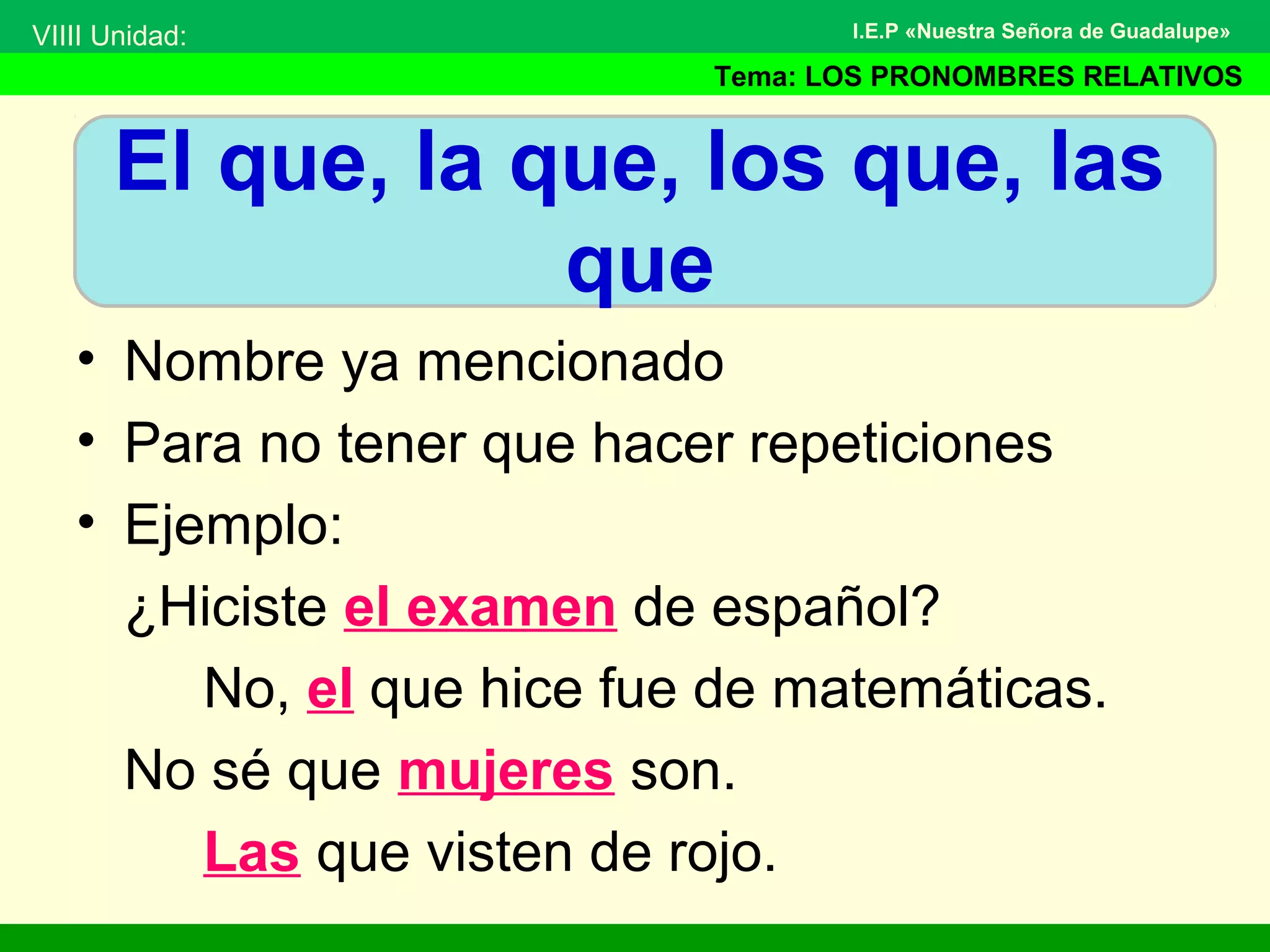 Los pronombre relativos | PPT