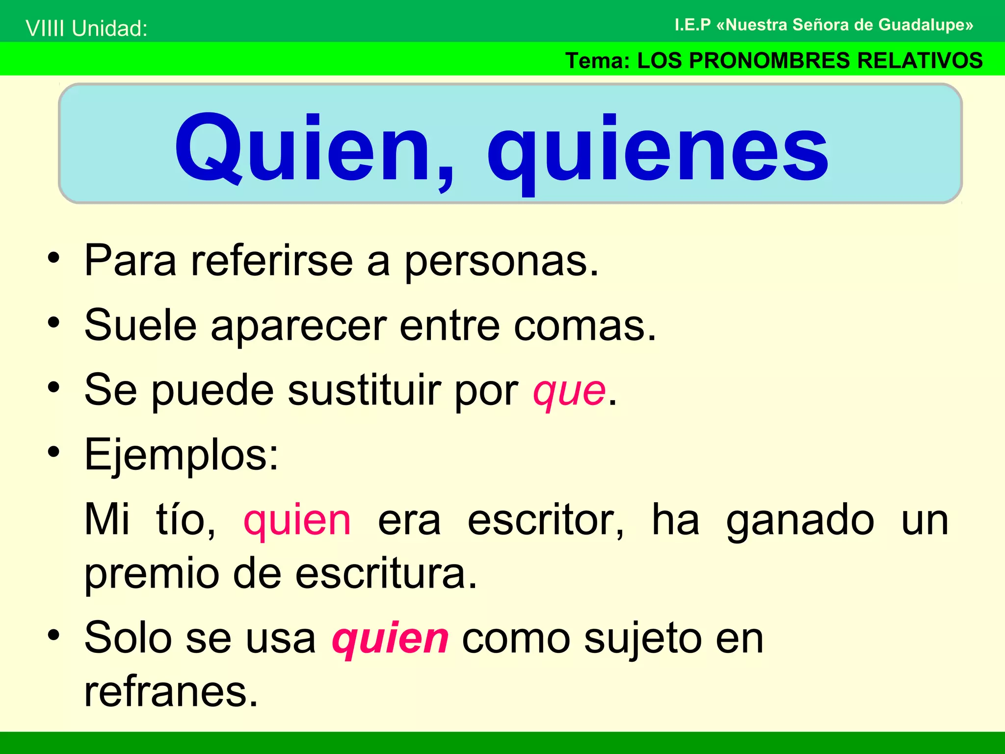 Los pronombre relativos | PPT