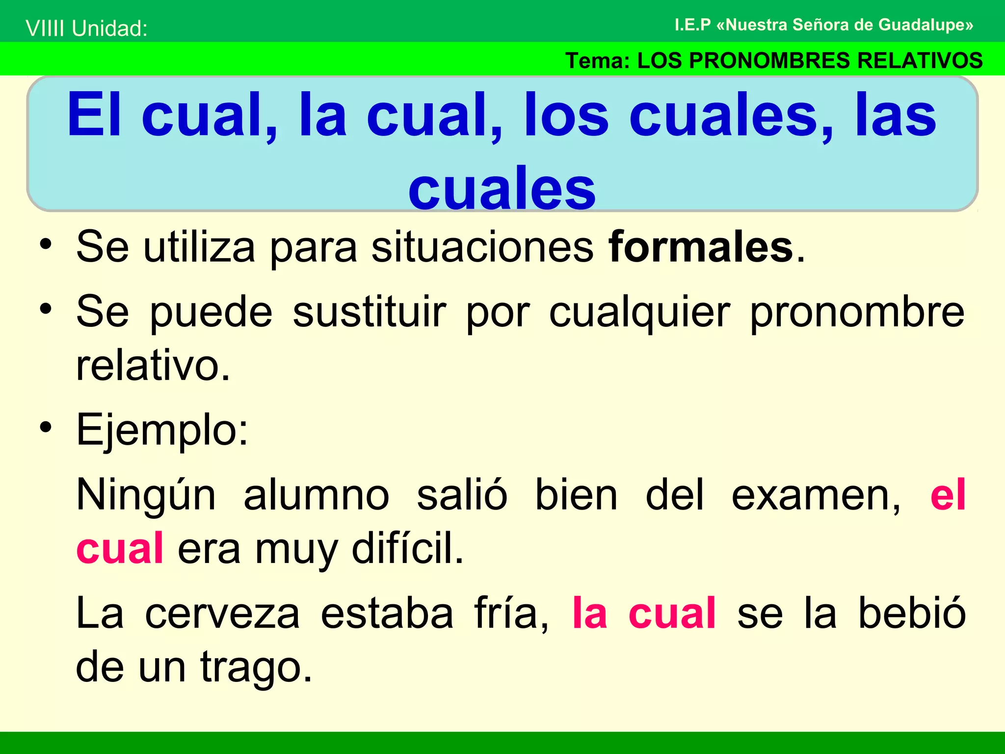 Los pronombre relativos | PPT