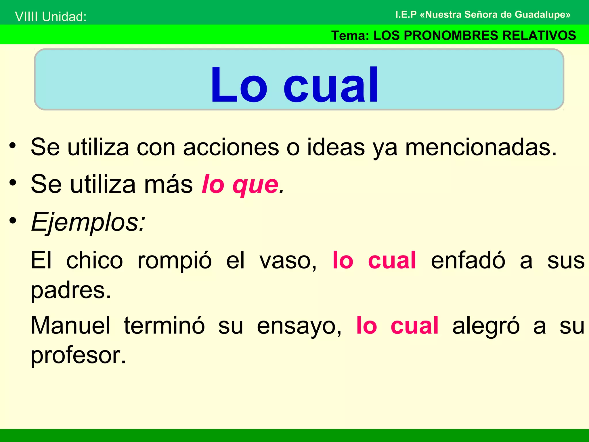 Los pronombre relativos | PPT