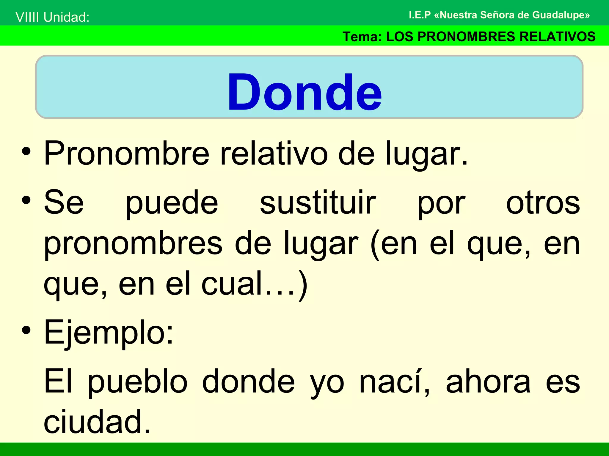 Los pronombre relativos | PPT