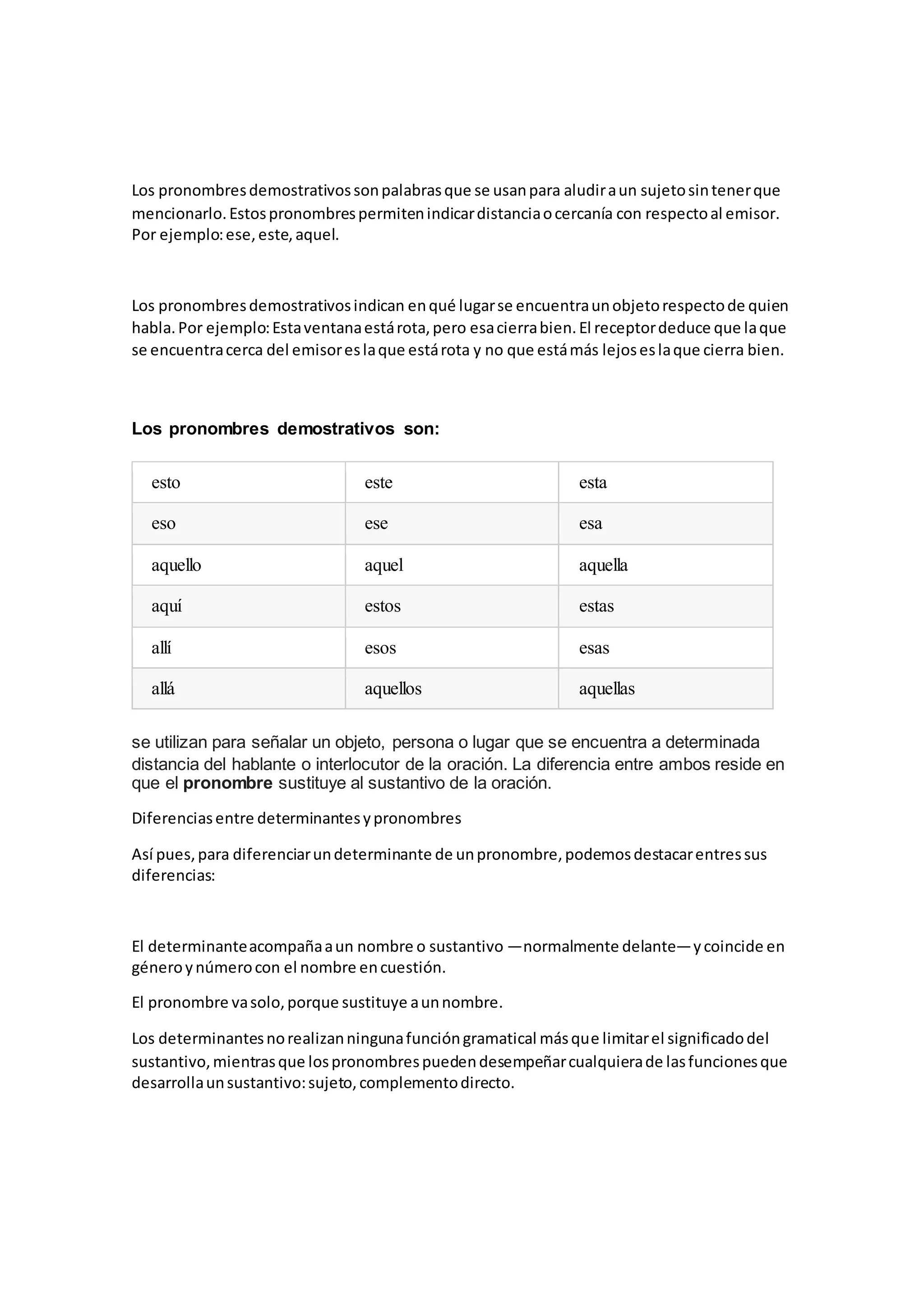 Los pronombres demostrativos y ejercicio | DOCX