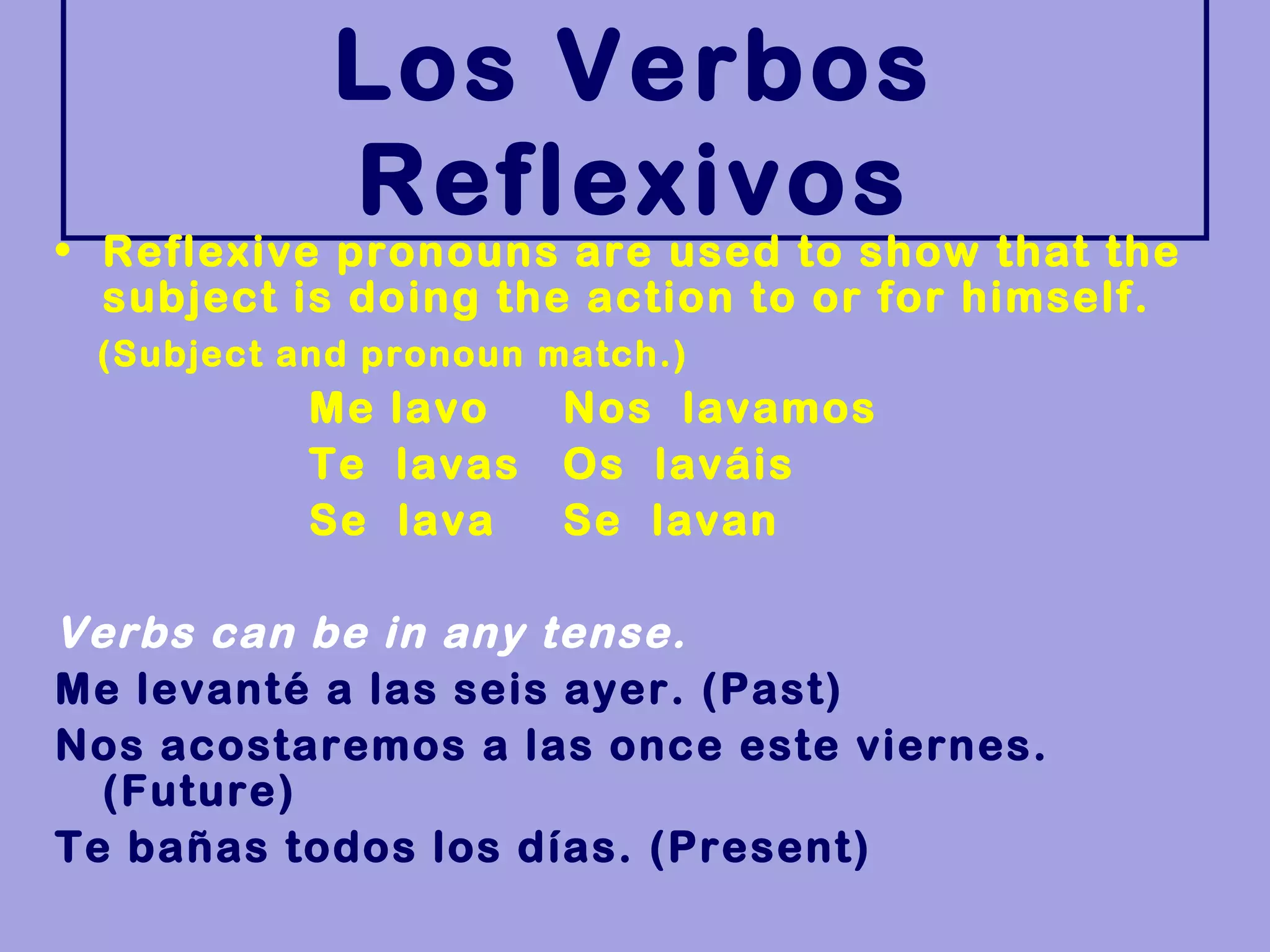 Los pronombres reflexivos - review and explanation | PPT | Bath and ...