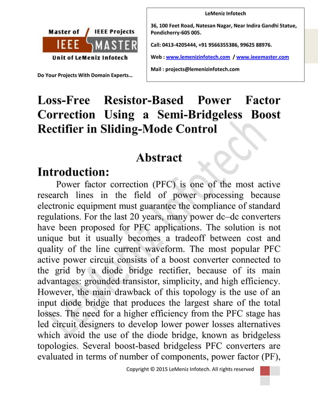 Loss free resistor-based power factor correction using a semi-bridgeless boost rectifier in ...