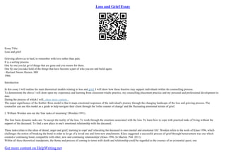 Loss And Grief Essay | PPT