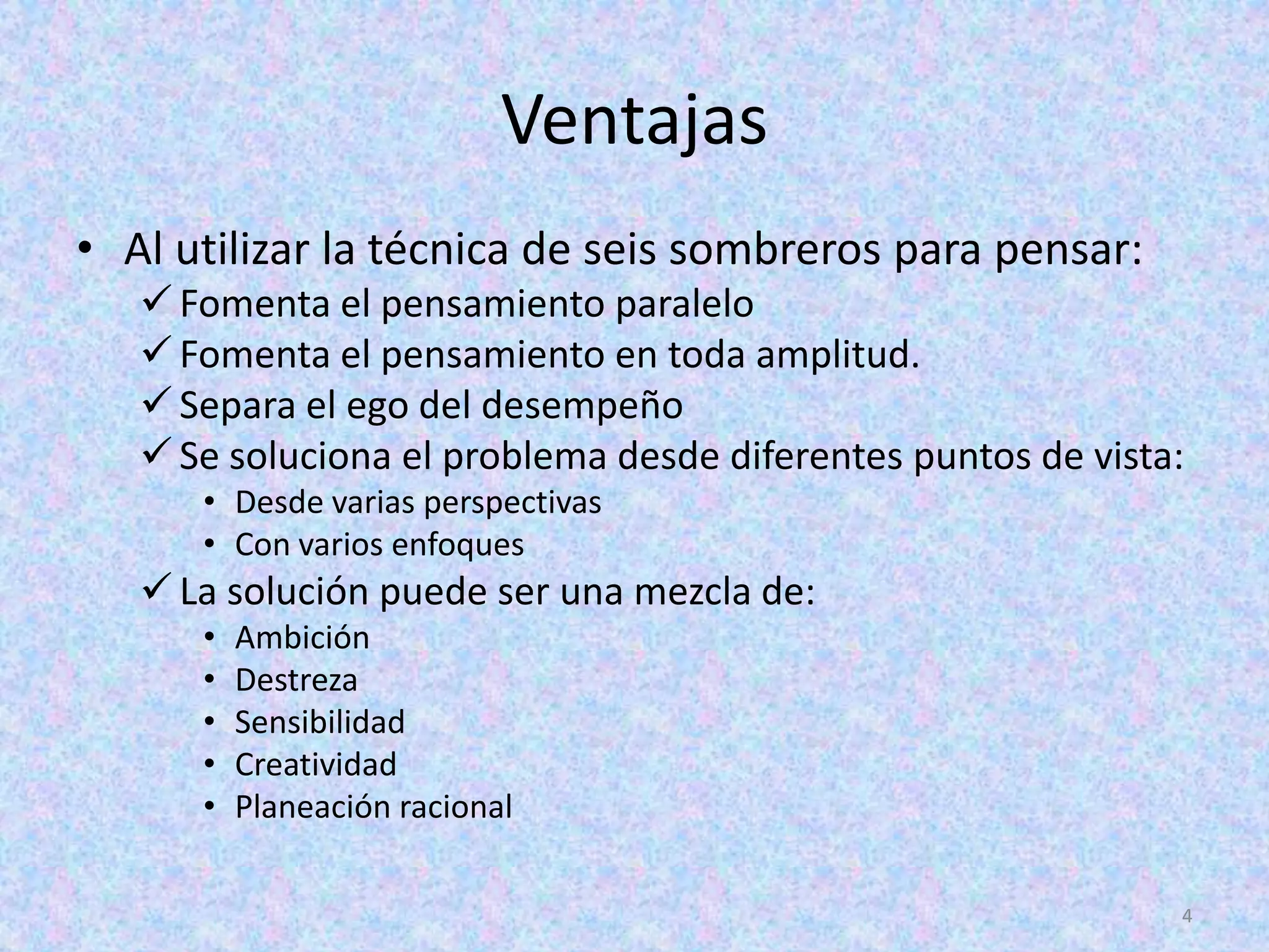 Los seis sombreros para pensar | PPT