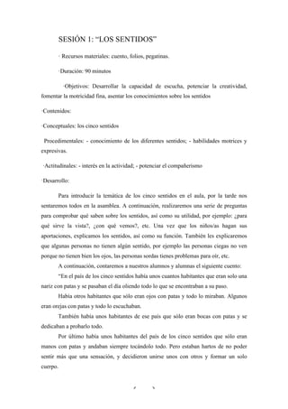 Los sentidos unidad didactica | PDF