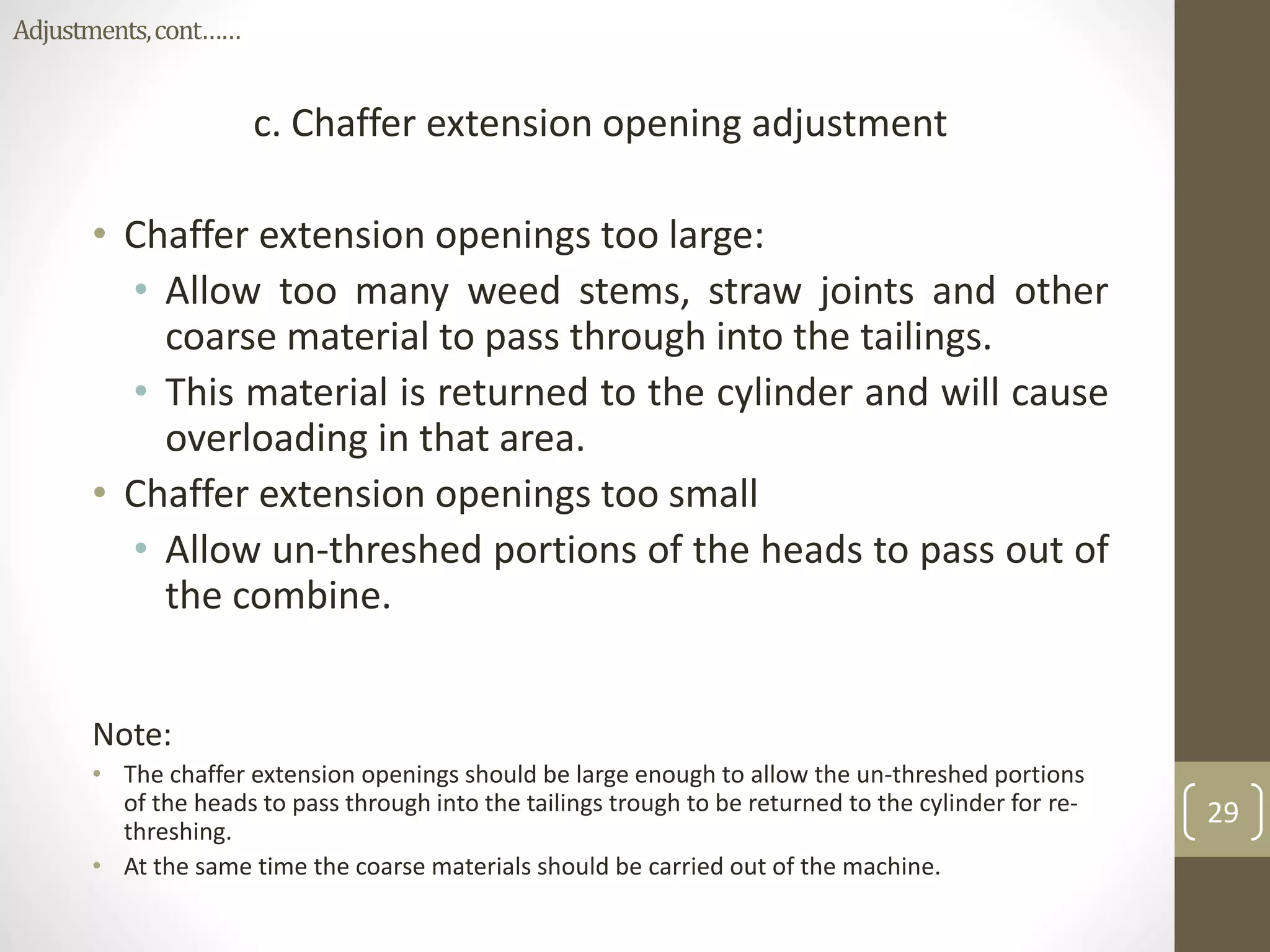 Losses and adjustment in combine harvester | PPTX