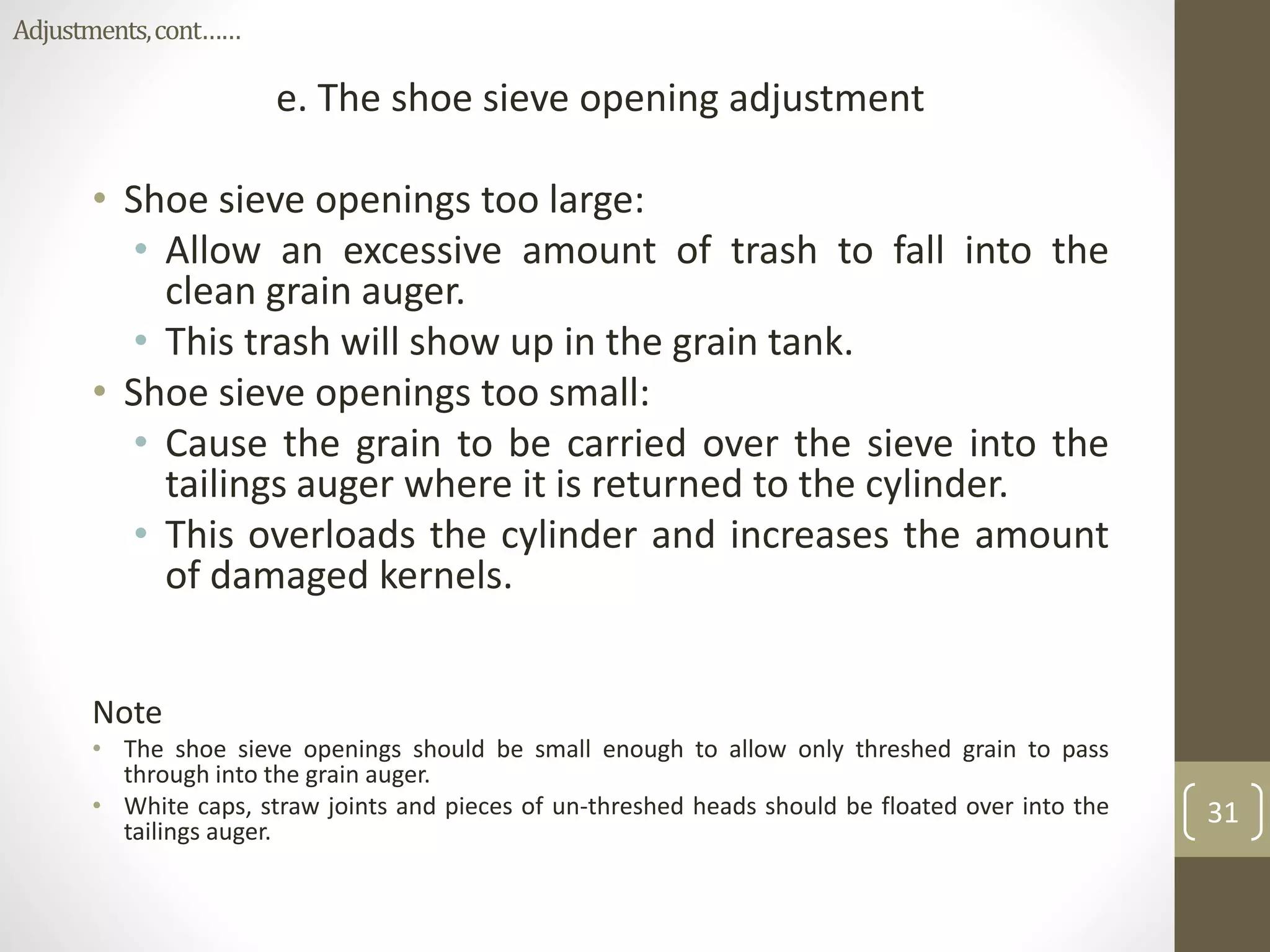 Losses and adjustment in combine harvester | PPTX