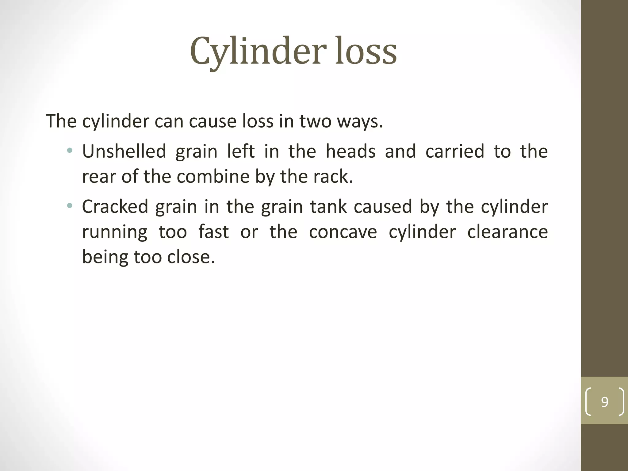 Losses and adjustment in combine harvester | PPTX