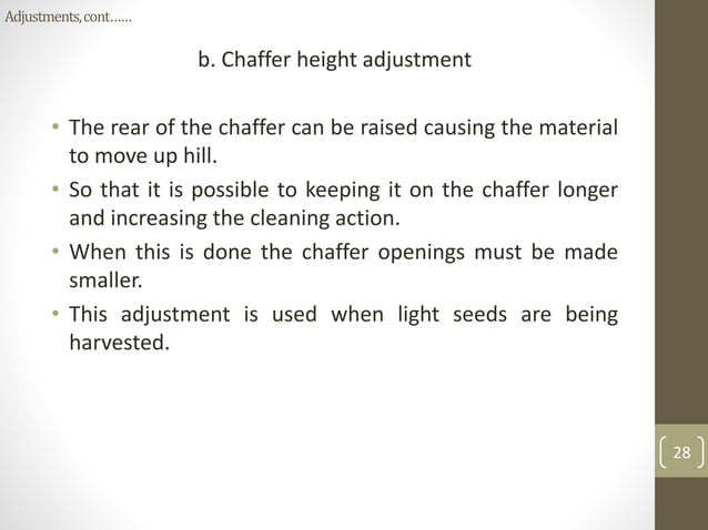 Losses and adjustment in combine harvester | PPTX