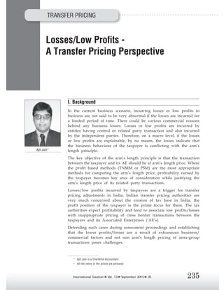 Losses & Low profits- A Transfer Pricing perspective | PDF