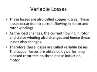 Losses in 3 phase induction motor | PPTX