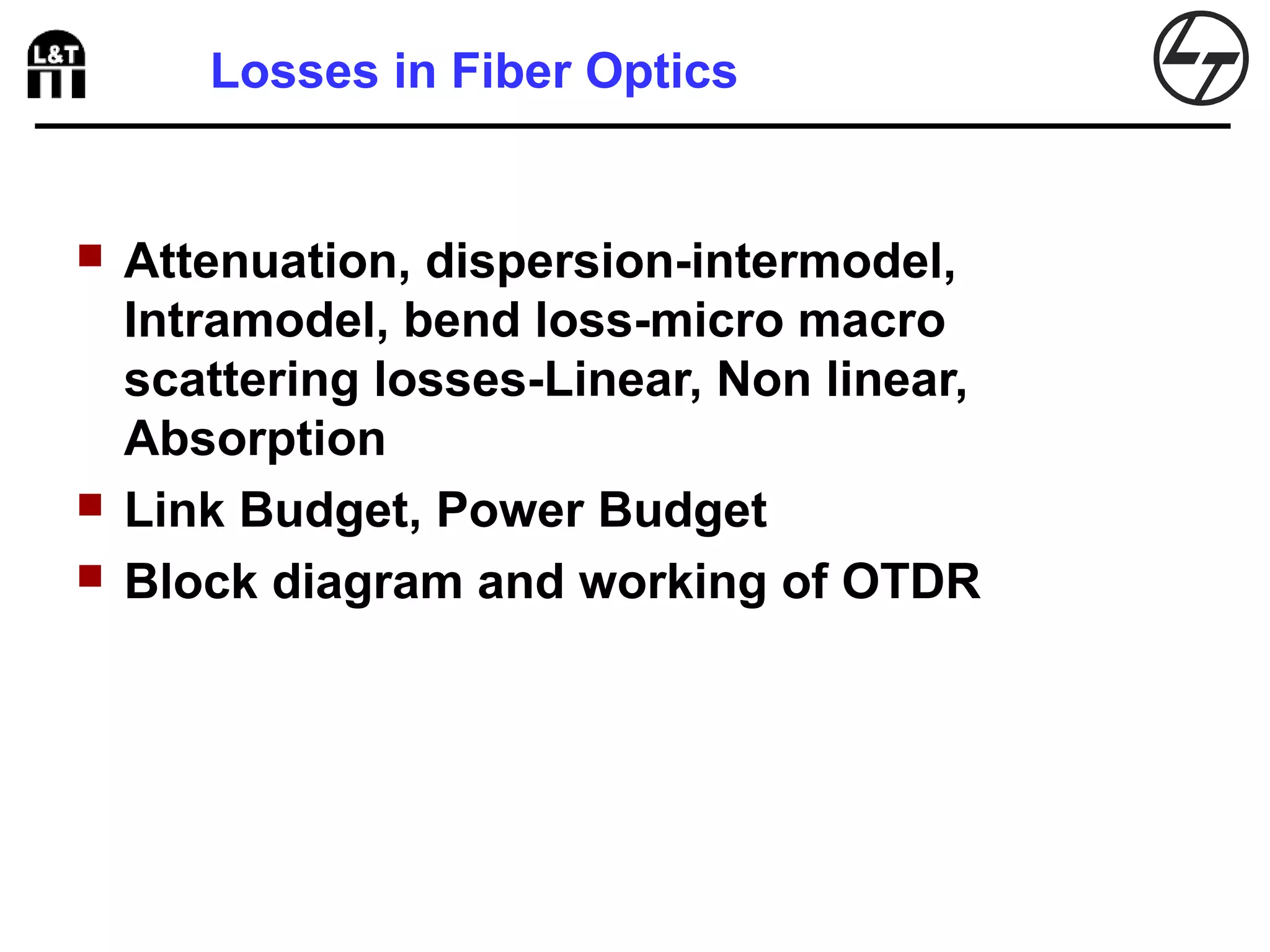 Losses in optical fiber | PPT
