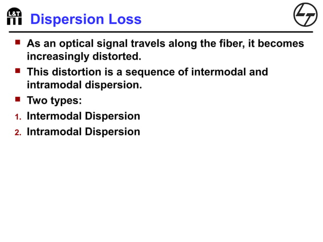 Losses in optical fiber | PPT | Computer Networking | Computing