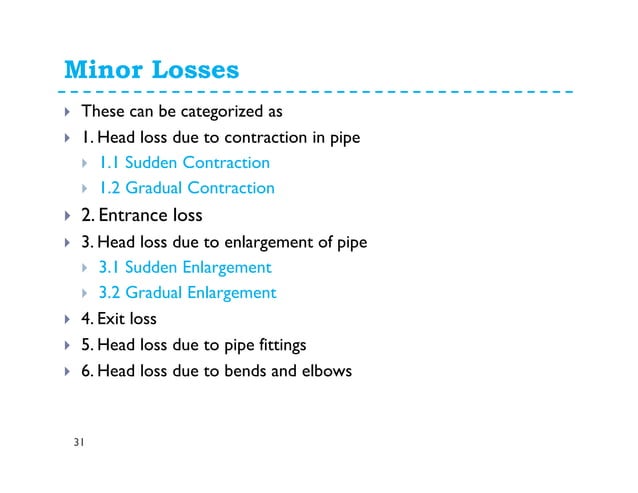 Fluid MechanicsLosses in pipes dynamics of viscous flows | PDF