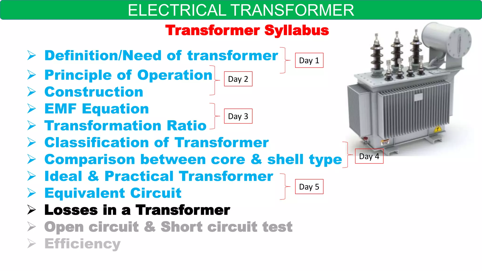 CORE LOSS,COPPER LOSS,EDDY CURRENT,HYSTERESIS LOSS OF TRANSFORMER| DAY6 ...