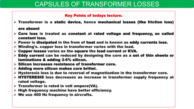 CORE LOSS,COPPER LOSS,EDDY CURRENT,HYSTERESIS LOSS OF TRANSFORMER| DAY6 ...