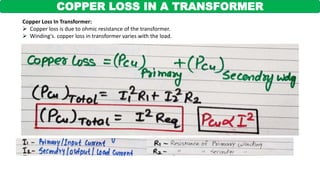 CORE LOSS,COPPER LOSS,EDDY CURRENT,HYSTERESIS LOSS OF TRANSFORMER| DAY6 ...